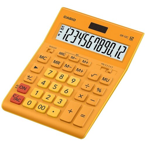 Калькулятор CASIO GR-12, оранжевый, 12 разрядов, бухгалтерский