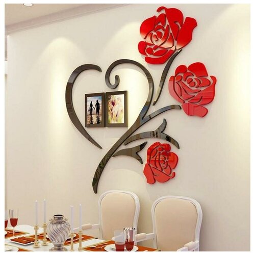 TAKE IT EASY Наклейки интерьерные с фоторамками "Розы", декор на стену, панно 50 х 50 см, рамка 11 х 8 см