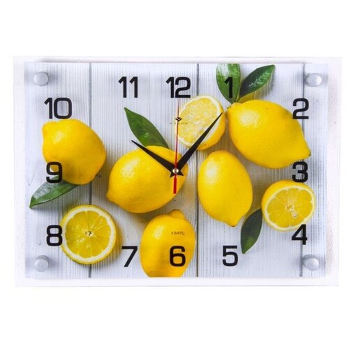 Часы-картина настенные, серия: Кухня, "Лимоны на столе", плавный ход, 25 x 35 см