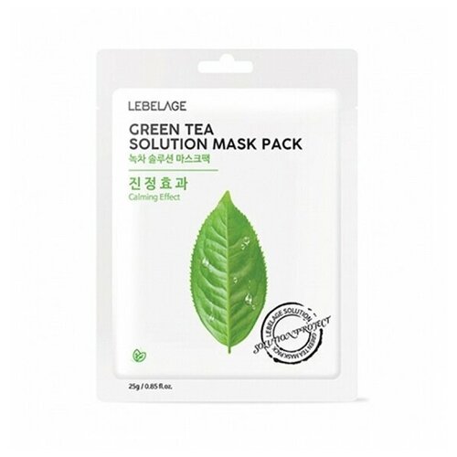 Маска тканевая, GREEN TEA SOLUTION MASK, Lebelage, 8809446652499