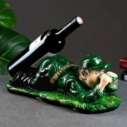 Подставка под бутылку "Охотник" цветной 39см, гипс, держатель для бутылок вина