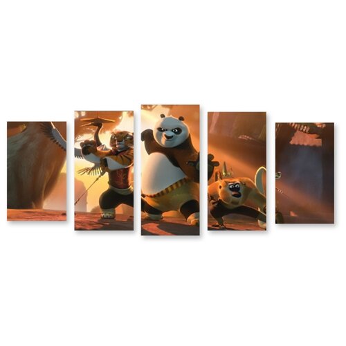 Модульная картина на холсте "Кунг-фу панда" 170x64 см