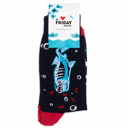 Носки St. Friday, размер 34-37, черный, красный, голубой