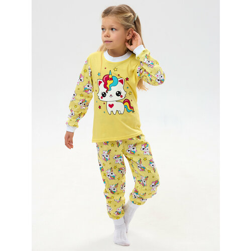 Пижама  Дети в цвете, размер 28-104, желтый/белый