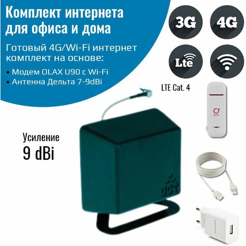 Комплект интернета 4G/Wi-Fi для офиса и дома с комнатной антенной 9 dBi