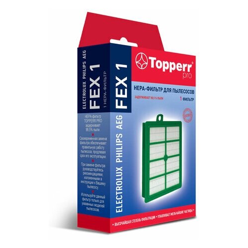Сменный HEPA-фильтр TOPPERR FEX 1, для пылесосов ELECTROLUX, PHILIPS, AEG, 1104 (арт. 456446)