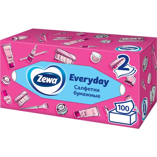 Салфетки бумажные в коробке Zewa Everyday, 2 слоя, 100 шт.