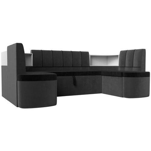П-образный диван Тефида, Велюр, Модель 114208