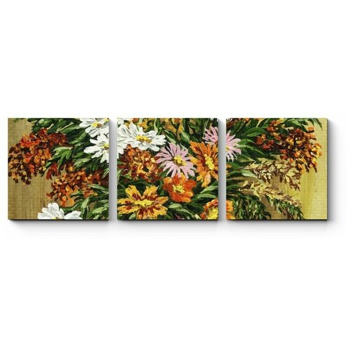 Модульная картина Букет из полевых цветов 80x27