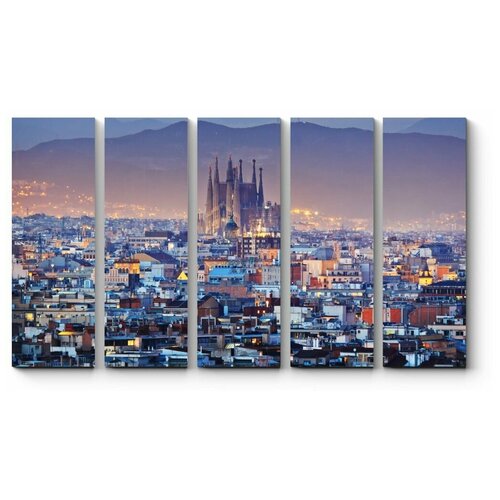 Модульная картина Величественная Барселона в сумерках100x60