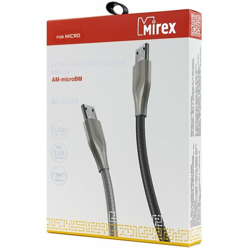 Кабель Mirex BC-017m USB 2.0 AM-microBM 1.2 метра, 2.4A, ПВХ, тёмно-серый металлик,