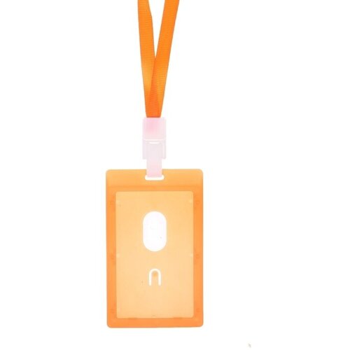 Бейдж-карман вертикальный, (внешний 112 х 67 мм), внутренний 90 х 54 мм, оранжевый, с оранжевой лентой, жёсткокаркасный, 20 штук