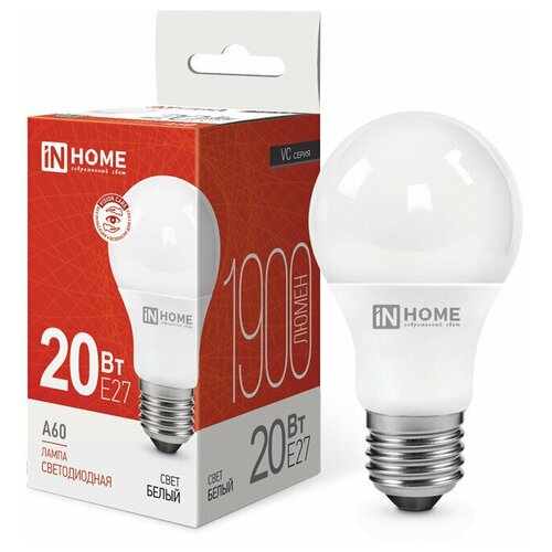 Лампа светодиодная IN HOME LED-A60-VC 20Вт 230В Е27 4000К