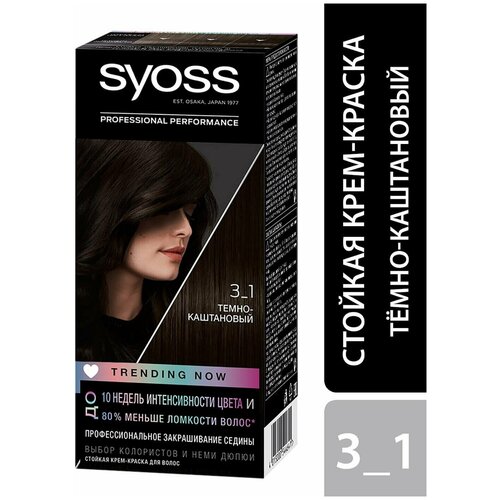 Syoss/Крем-краска для волос Syoss Color 3-1 Темно-каштановый 115мл 3 шт