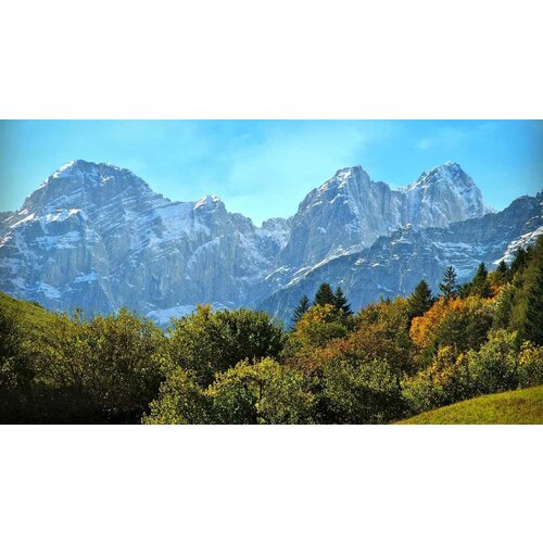 Картина на холсте 60x110 LinxOne "Италия горы скалы солнце" интерьерная для дома / на стену / на кухню / с подрамником