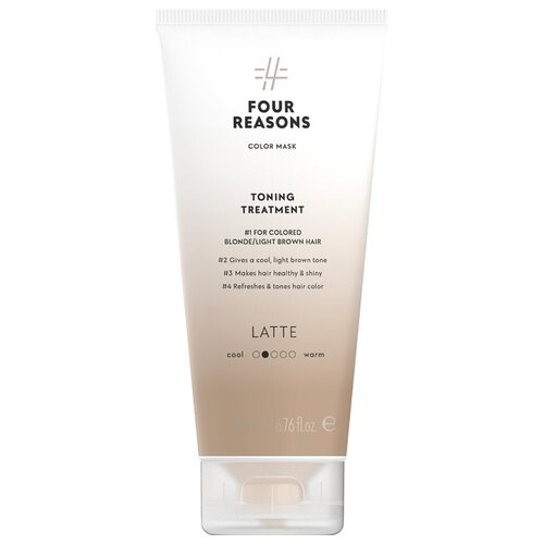 Four Reasons Тонирующая маска для поддержания цвета окрашенных волос Toning Treatment Latte, 350 г, 200 мл