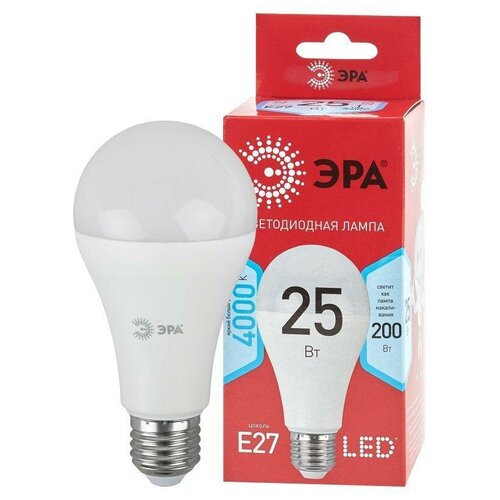 Лампа светодиодная ECO LED A65-25W-840-E27 R (диод груша 25Вт нейтр. E27) (10/100/1200) Эра Б0048010 (4шт. в упак.)