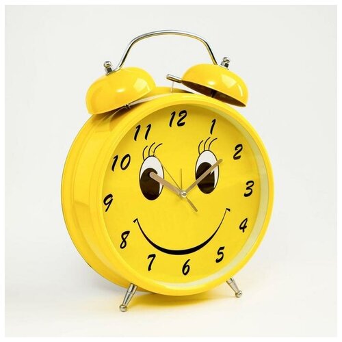 Часы - будильник настольные "Смайл", с подвесом, дискретный ход, d-20 см, 30 х 23 см, 2АА