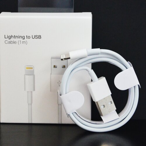 Кабель USB Lightning, зарядка для iPhone, iPad, iPod, 1 метр, белый