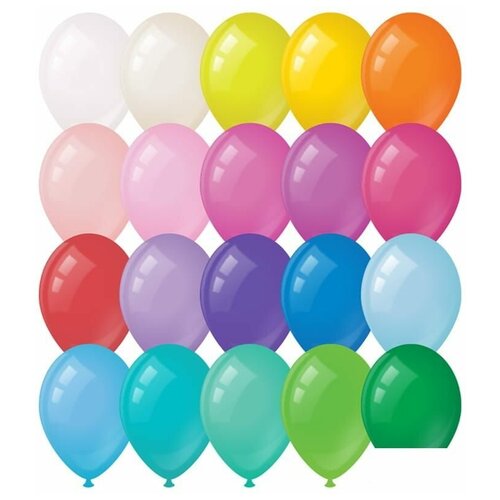 Воздушные шары, 100шт, М12/30см, MESHU, пастель, 20 цветов ассорти