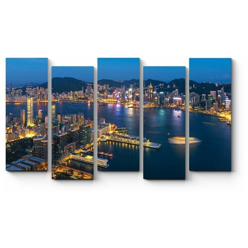 Модульная картина Сияющий ночными огнями Гонконг220x127
