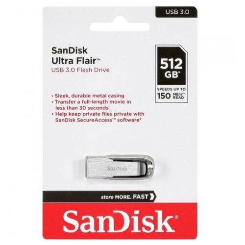 USB флешка Sandisk 512Gb Ultra Flair USB 3.0 (150/25 Mb/s)