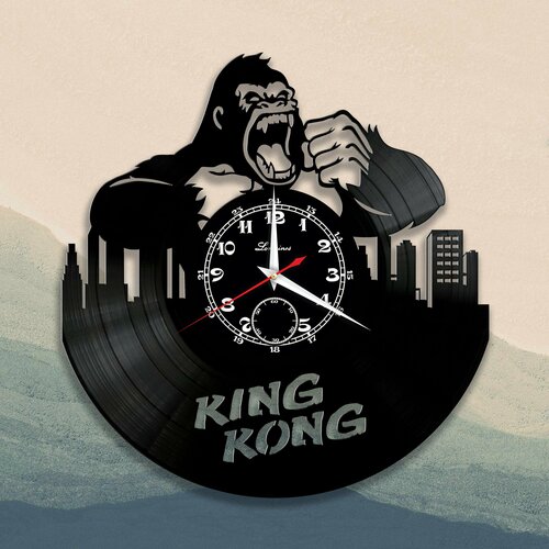 Настенные часы из виниловой пластинки с изображением героев фильма Кинг-Конг/King Kong