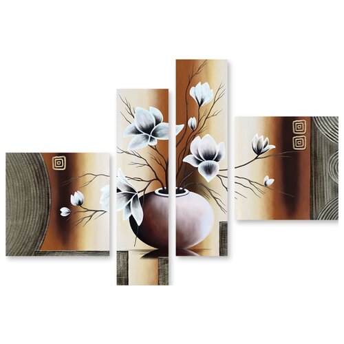 Модульная картина на холсте "Цветы в вазе" 90x66 см