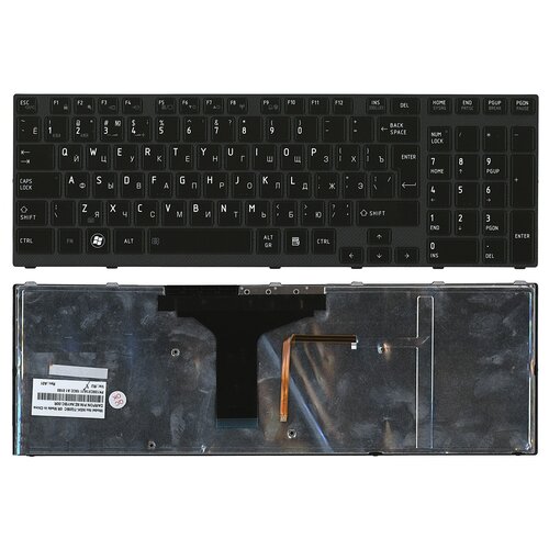Клавиатура для ноутбука Toshiba Satellite A660, A665, Qosmio X770, P750, P755 черная, рамка черная, с подсветкой