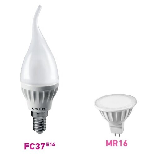 Лампа светодиодная 71 638 OLL-MR16-5-230-4K-GU5.3 5Вт 4000К бел. GU5.3 370лм 176-264В онлайт 71638 (2шт. в упак.)