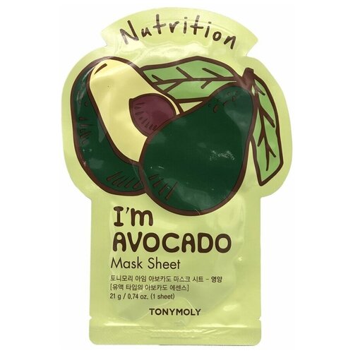 TONYMOLY I'm AVOCADO Mask Sheet Nutrition Питательная тканевая маска для лица с экстрактом авокадо 21 гр