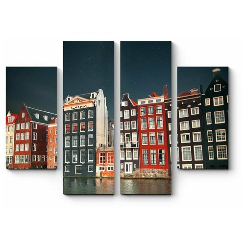Модульная картина Амстердам в свете звезд 80x60