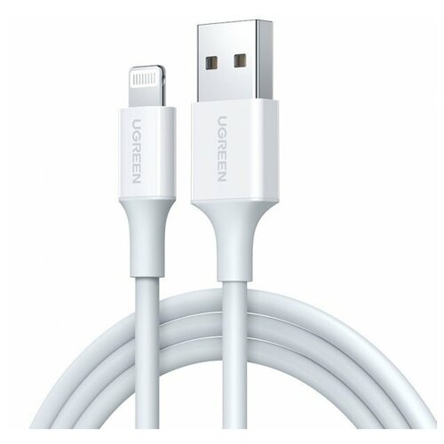 Кабель UGREEN US155 20730, USB-A 2.0 to Lightning, Apple MFI certified, 2,4A, силиконовый, 2m, White