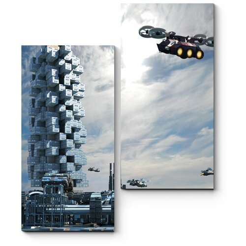 Модульная картина Фантастический город 90x113