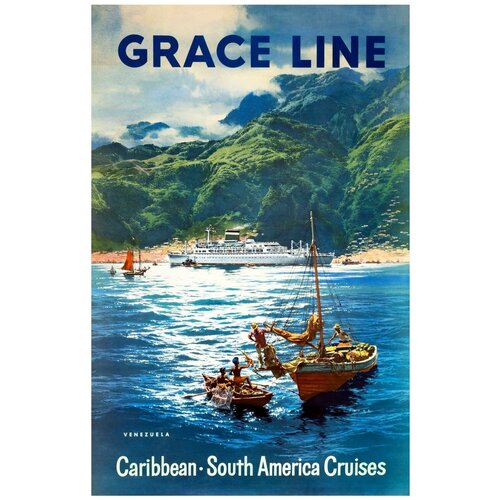 Постер / Плакат / Картина Лодки - Линия благодати Caribbean South America Cruises 40х50 см в подарочном тубусе