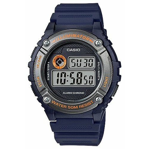 Наручные часы CASIO Collection W-216H-2B, синий, оранжевый