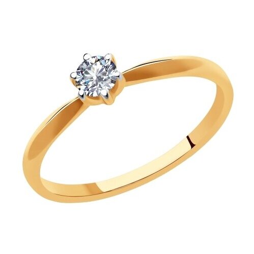 Кольцо Diamant online, красное золото, 585 проба, бриллиант, размер 17, бесцветный