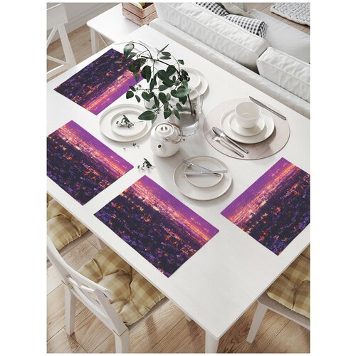 Салфетки на стол для сервировки прямоугольные, плейсмат JoyArty "Панорама Финикса", 32x46 см, в комплекте 4шт.
