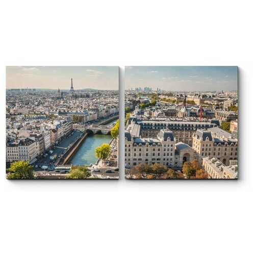 Модульная картина Пролетая над Парижем70x35
