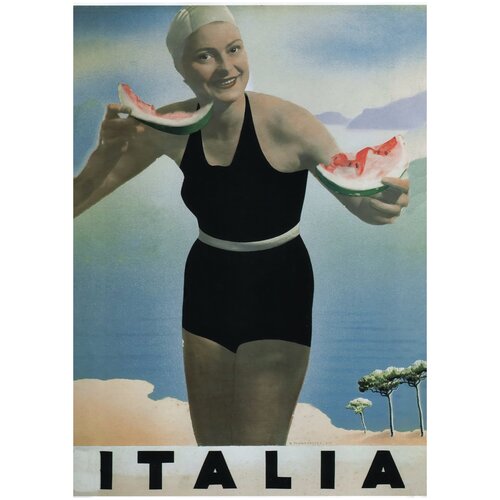 Постер / Плакат / Картина Девушка в Италии 60х90 см в подарочном тубусе
