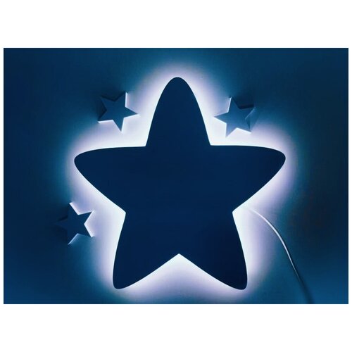 Светильник-ночник "Звезда" 35х35см, выключатель кнопочка, белая подсветка