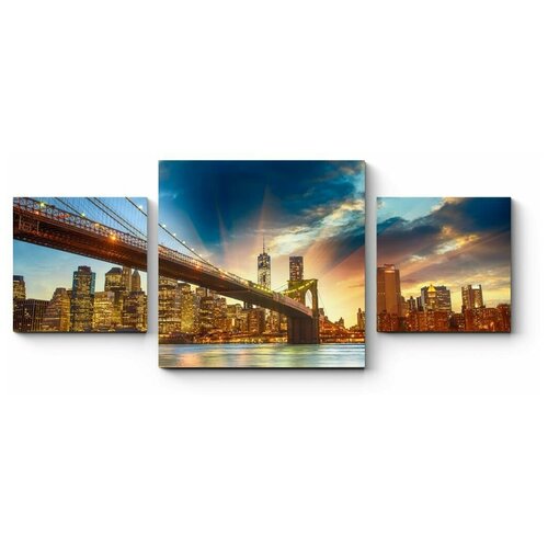 Модульная картина Свет Манхэттена, Нью-Йорк 120x51