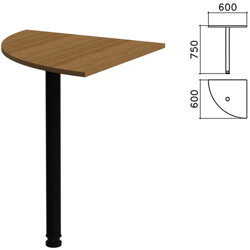 Стол приставной угловой "Канц", 600х600х750 мм, цвет орех пирамидальный (комплект)