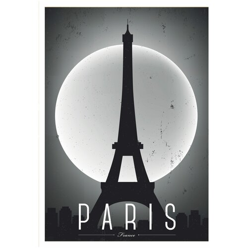Постер / Плакат / Картина Полнолуние в Париже 40х50 см в подарочном тубусе