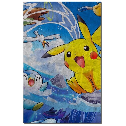 Картина интерьерная на рельефной доске, рисунок Аниме покемоны 5176