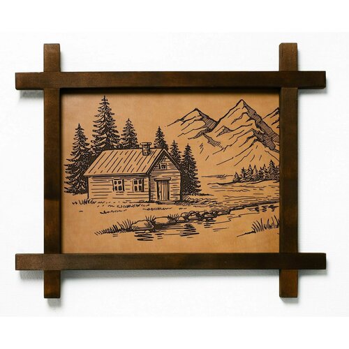 Картина BoomGift "Горы", интерьерная, холст для украшения и декора на стену кухни гостиной детской комнаты спальни в деревянной рамке