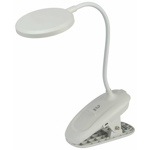 ЭРА Настольный светильник ЭРА NLED-513-6W-W светодиодный аккумуляторный на прищепке белый