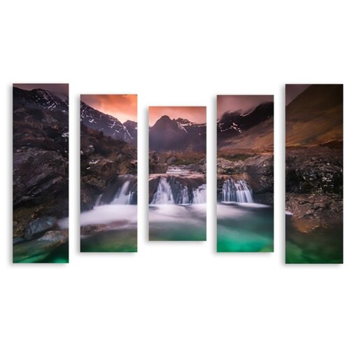 Модульная картина на холсте "Горный водопад" 90x57 см