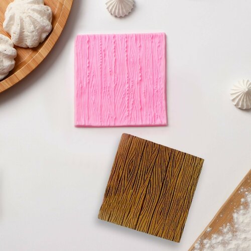 Молд «Кора дерева», силикон, 10,5×10,3×0,3 см, цвет розовый