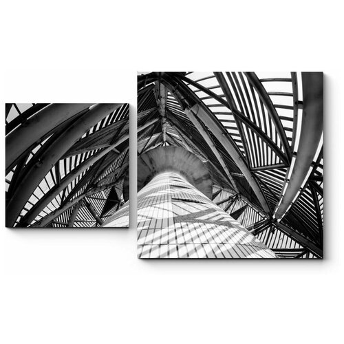 Модульная картина Винтовая черно-белая лестница 60x36